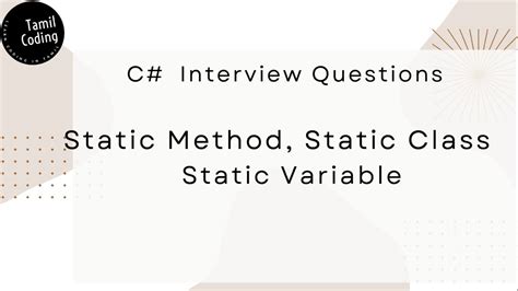 Static Method Static Class Static Variable C Interview Questions Youtube