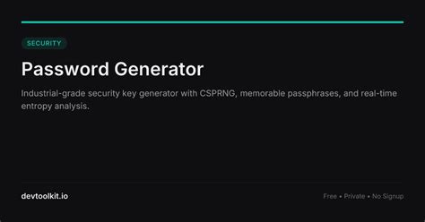 Password Generator Cryptographically Secure Workbench Devtoolkit