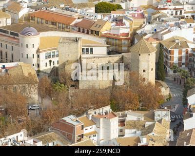 Aerial View Of Lucena Medieval Castle With Damas Tower In The Middle Of