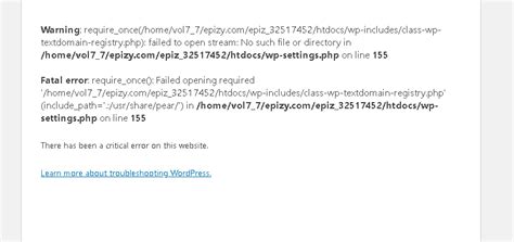 Fatal Error Requireonce Failed Opening Required Hosting Support