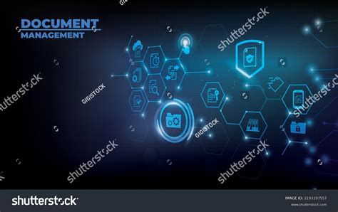 Document Management Vector Illustration Blue Concept Stock Vector