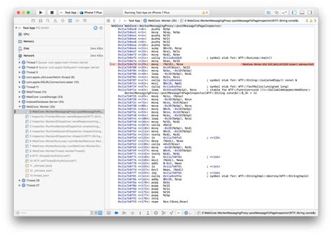 Ios Webcore Worker Excbadaccess When Connecting Safari Debugger