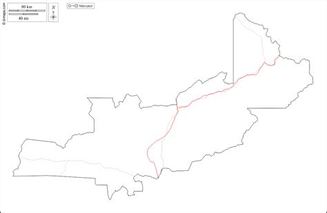 中央省 D 免费地图 免费的空白地图 免费的轮廓地图 免费基地地图 大纲 道路 白