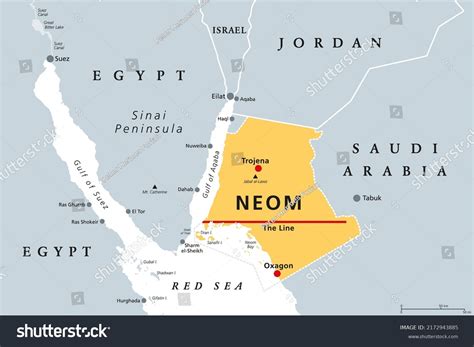 Neom Gray Political Map Saudi Megacity Stock Vector Royalty Free