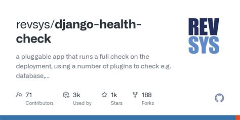 github revsys django health check a pluggable app that runs a full check on the deployment