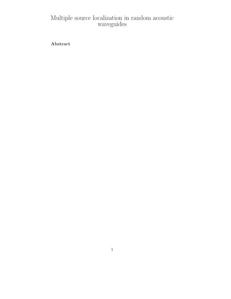 Pdf Multiple Source Localization In Random Acoustic Waveguides