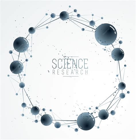 분자 벡터 추상 배경 3d 차원 과학 화학 및 물리학 테마 디자인 요소 원자 및 입자 마이크로 나노 과학 그림 프리미엄 벡터