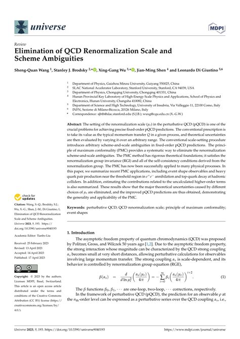 Pdf Elimination Of Qcd Renormalization Scale And Scheme Ambiguities