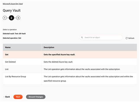 Microsoft Azure Key Vault Query Vault Activity