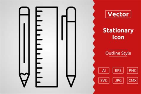 Vector Stationary Outline Icon Design Graphic By Muhammad Atiq