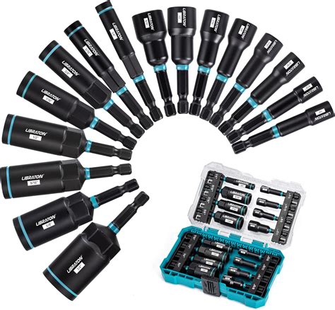 Libraton Magnetic Nut Driver Set 16pcs Impact Driver Bit Set Deep Nut Driver Set Sae Nut