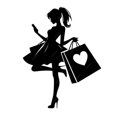 Premium Vector Shopping Girl Vector Silhouette Set Of Woman