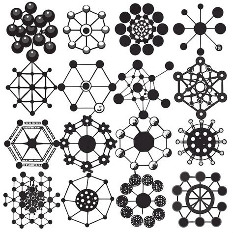 Black And White Connected Geometric Shapes Premium Ai Generated Vector