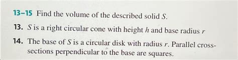 Solved Find The Volume Of The Described Solid S Chegg