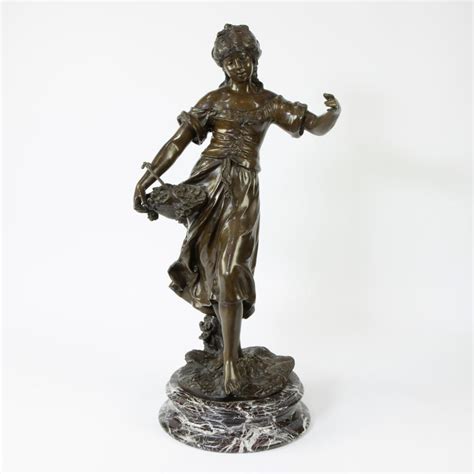 Lot Auguste Moreau 1834 1917 Bronze Jeune Fille Signed