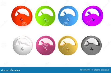 Colorful Ampere Meter Multimeter Voltmeter Icon Isolated On White Background Instruments For