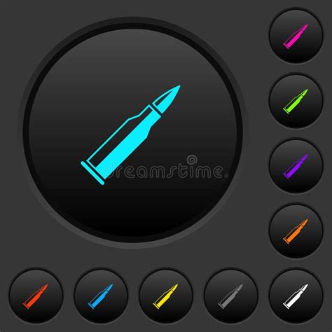 bullet rifle ammo vivid colored flat icons stock vector illustration