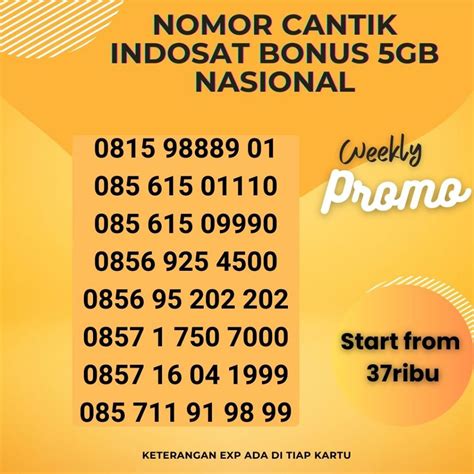 Jual Kartu Nomor Cantik Indosat Bonus Kuota 5 Gb Harga Start From