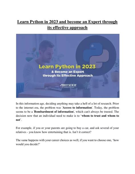 Ppt Learn Python In 2023 And Become An Expert Through Its Effective