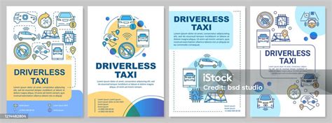 무인 택시 브로셔 템플릿 레이아웃입니다 로보캡의 장점 전단지 소책자 선형 그림이있는 전단지 인쇄 디자인 잡지 연례 보고서 광고