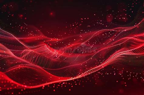 Abstract Red Background With Moving Particles Rendering Digital Illustration Stock Illustration