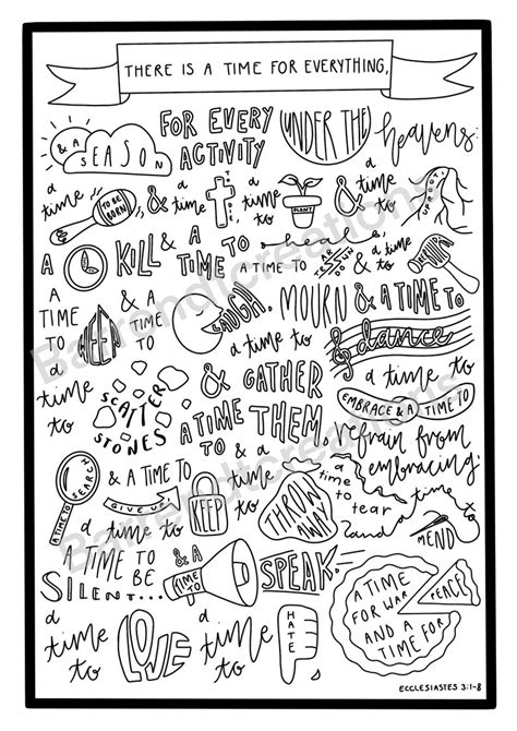 Ecclesiastes 3 Bible Verse Colouring In Page Etsy