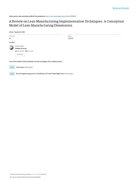 A Review On Lean Manufacturing Implementation Techniques A Conceptual