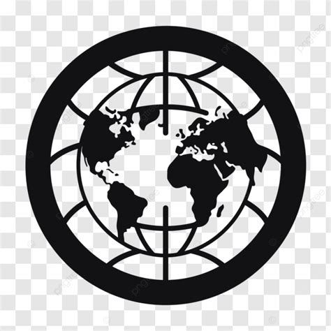 흰색 배경에 검은 지구 모양의 기호 벡터 흰색 바탕에 인터넷 세계의 단순한 검은색 아이콘 그림자 없음 작은 프레임 중앙 Png 일러스트 및 벡터 에 대한 무료