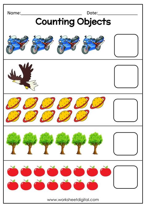Counting Objects 1 20 Worksheet Homeschool Kindergarten Pdf Pattern