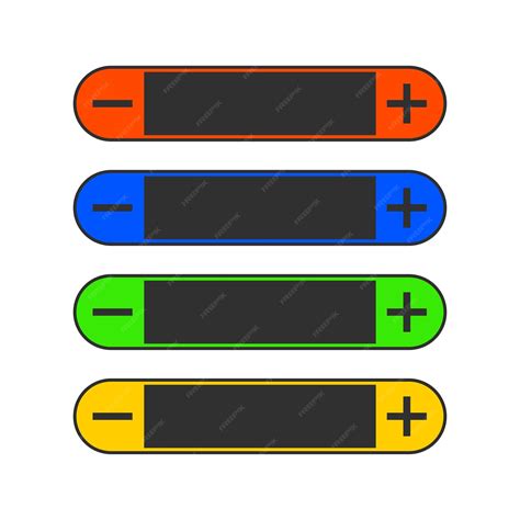 네 가지 색의 볼 버튼 설정 마이너스 Ui Ux 프리미엄 벡터