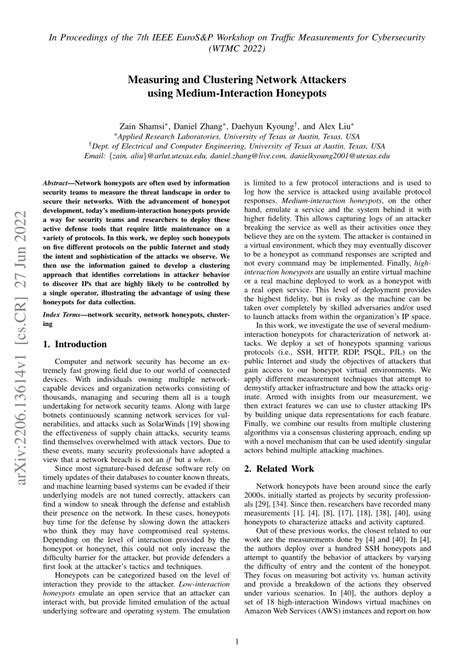 Pdf Measuring And Clustering Network Attackers Using Medium Interaction Honeypots