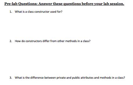 What Is A Class Constructor Used For How Do Chegg