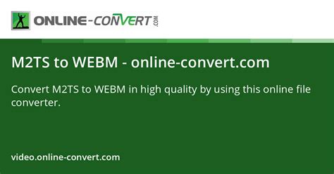 M2ts To Webm Online