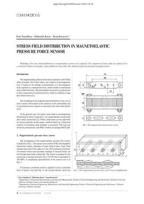 Pdf Stress Field Distribution In Magnetoelastic Pressure Force Sensor