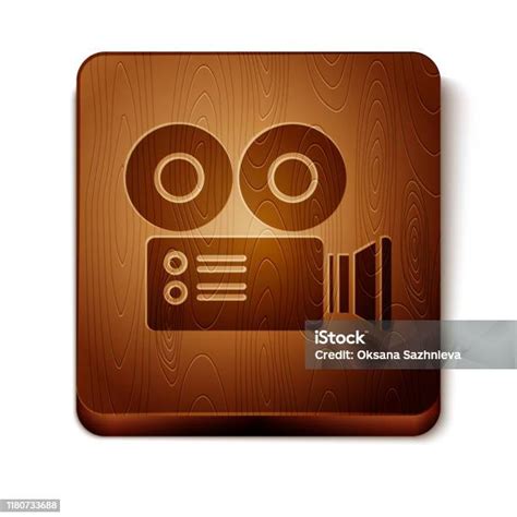 갈색 시네마 카메라 아이콘 흰색 배경에 격리 비디오 카메라 동영상 기호입니다 필름 프로젝터 나무 사각형 버튼입니다 벡터 일러스트레이션 0명에 대한 스톡 벡터 아트 및 기타