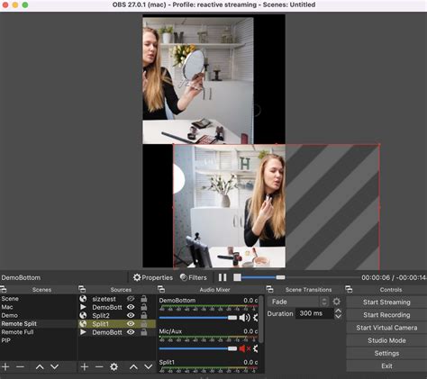 how to set up a split screen scene reactive