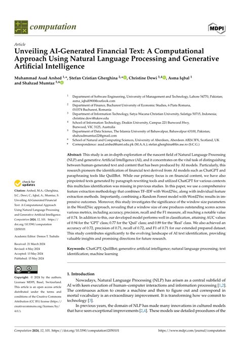 Pdf Unveiling Ai Generated Financial Text A Computational Approach Using Natural Language