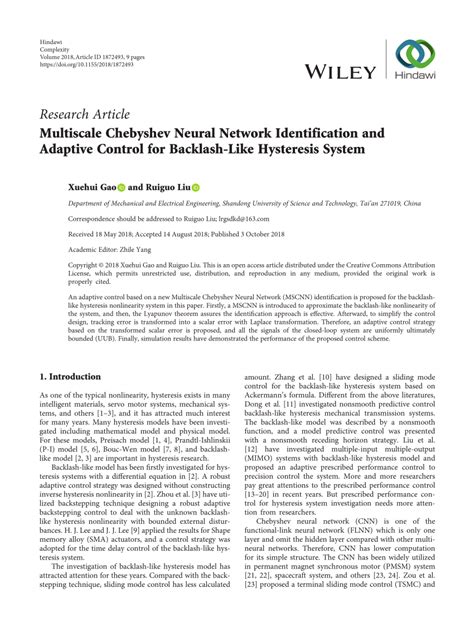 Pdf Multiscale Chebyshev Neural Network Identification And Adaptive Control For Backlash Like