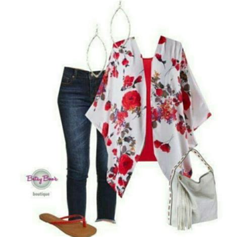 Red Open Front Kimono For Summer Red Flowy Kimono For Summer Floral