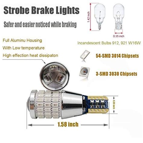 9 30v Flashing Strobe Blinking Brake Lights 912 921 W16w T15 906 Led