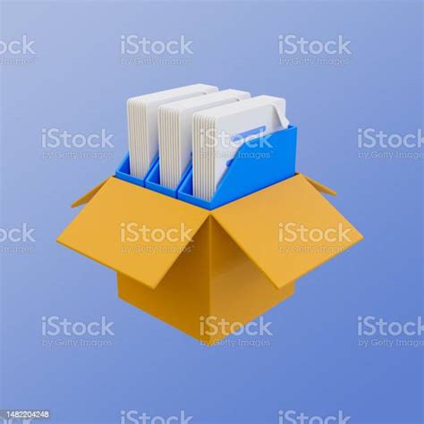 3d 최소한의 파일 관리 데이터 조직 문서 관리 종이 파일이 있는 골판지 상자 3d 그림입니다 0명에 대한 스톡 사진 및 기타 이미지 Istock