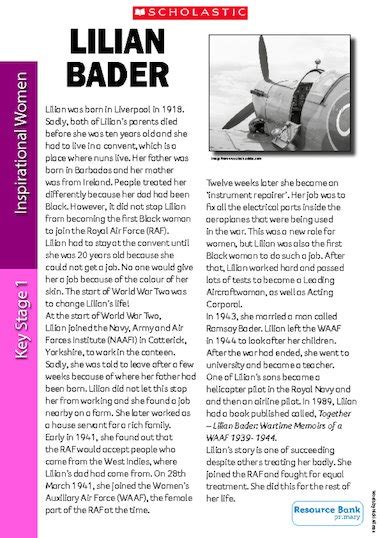 Profile On The Life And Work Of Lilian Bader Ks1 Primary Ks1 Teaching Resource Scholastic