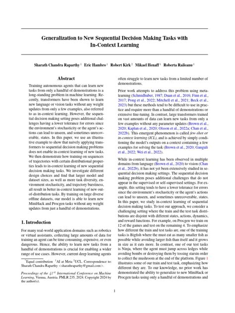 Generalization To New Sequential Decision Making Tasks With In Context Learning Pdf Learning