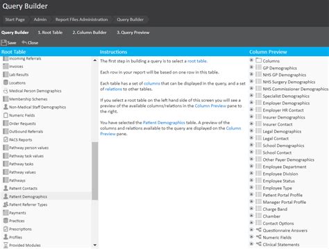 Report Query Builder Root Table And Table Relations Meddbase Help