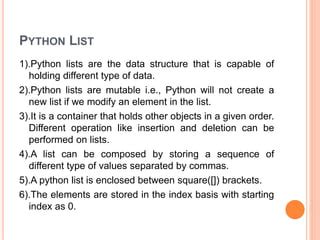 Python List Ppt