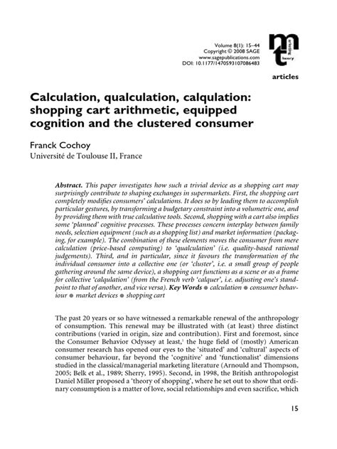 Cochoy 2008 Calculation Qualculation Calqulation Shopping Cart