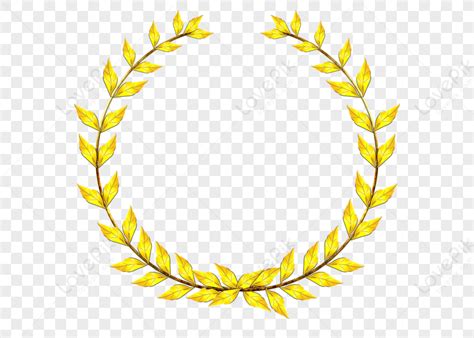 황금 월계관꽃다발녹색 잎경계 Png 일러스트 무료 다운로드 Lovepik