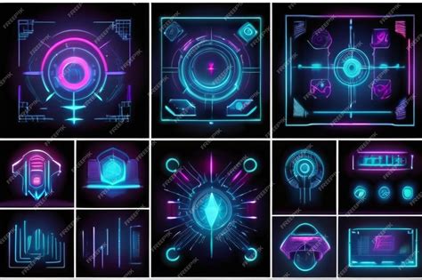 Premium Photo Big Collection Of Retro Futuristic Elements For Design Abstract Set Of Frames 3d