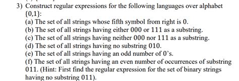 Solved Discrete Math Construct Regular Expressions For The