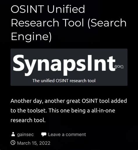 OSINT Unified Research Tool Search Engine Osint Tools Secret Websites Best Hacking Tools